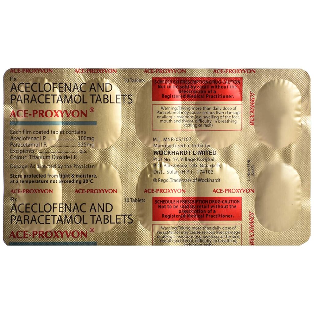 Ace-Proxyvon Tablet: Pain Relief Medication - Wockhardt