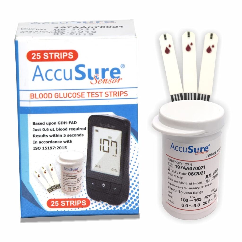 Accu Sure Sensor Strip 25's for Accurate Blood Glucose Monitoring