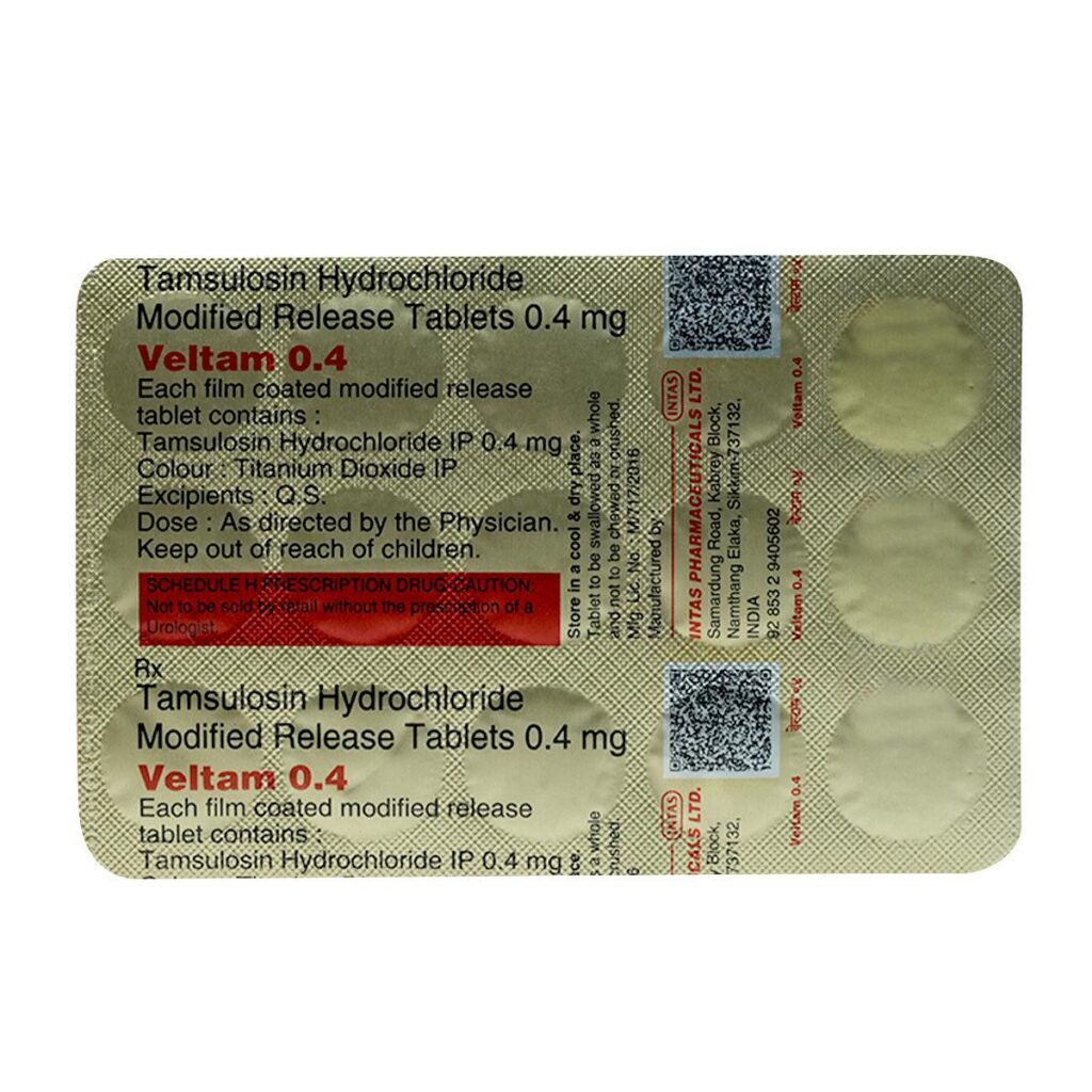 Veltam 0.4mg Tablet - Uses, Dosage, Side Effects | Intas Laboratories