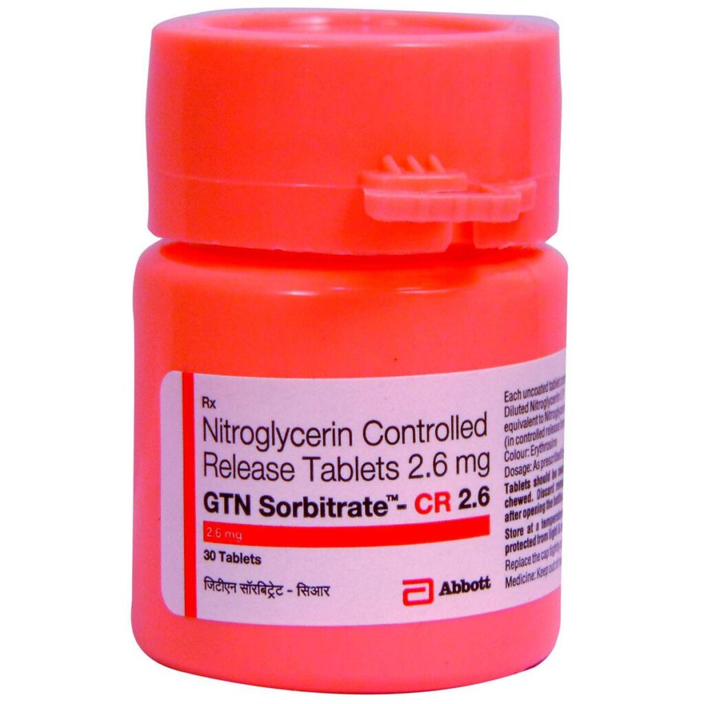 Gtn Sorbitrate CR 2.6 Tab 30'S - Relieve Angina Chest Pain